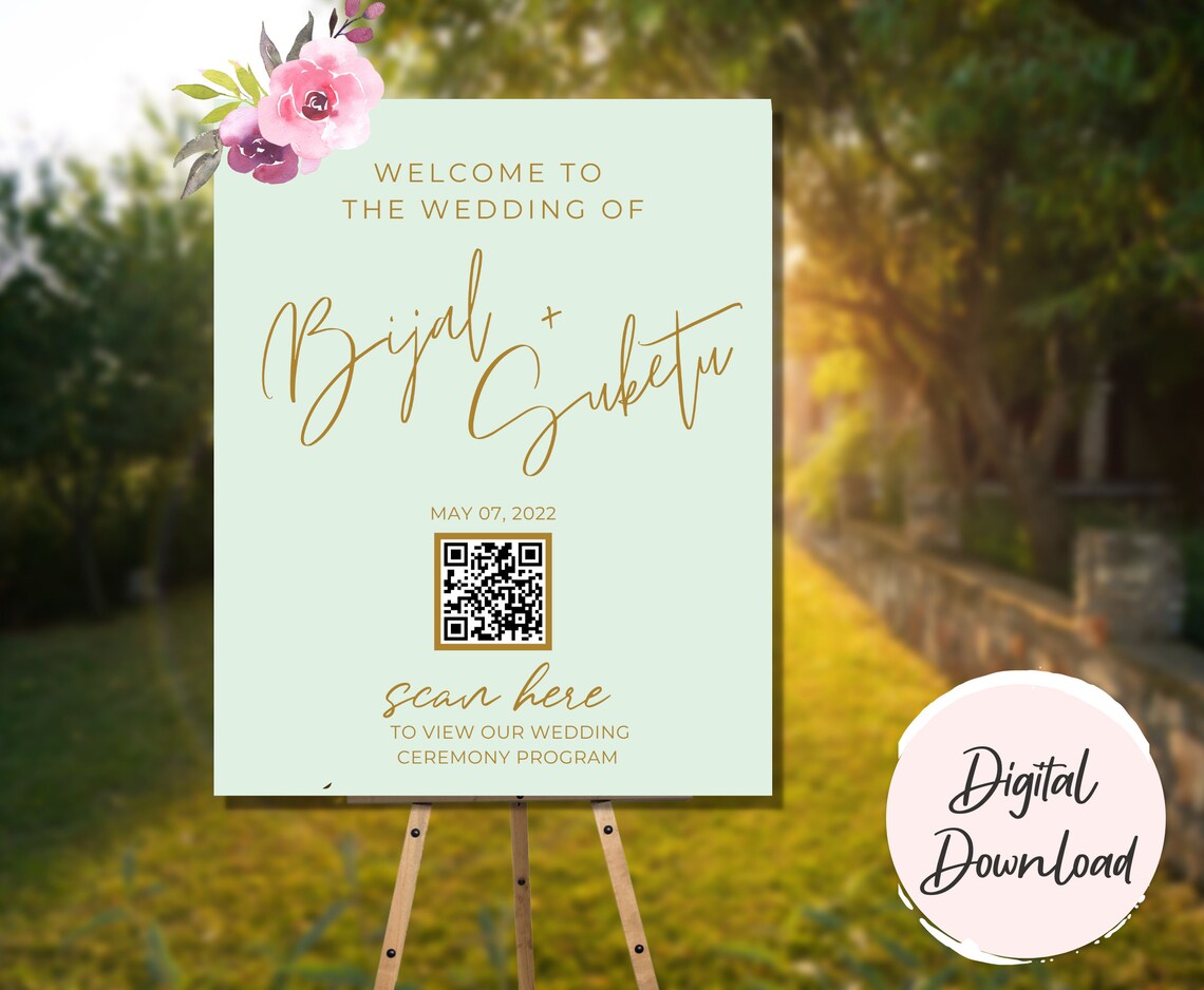 Welcome Sign With Scannable QR Code QR Code to Digital - Etsy