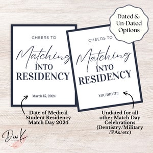 Pairs Well With Match Day 2024 Printable Wine Label, Residency Match ...