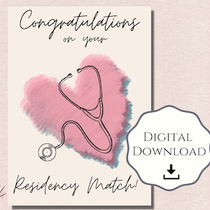 Congratulations on Your Residency Match Card, Residency Match Day 2024 ...