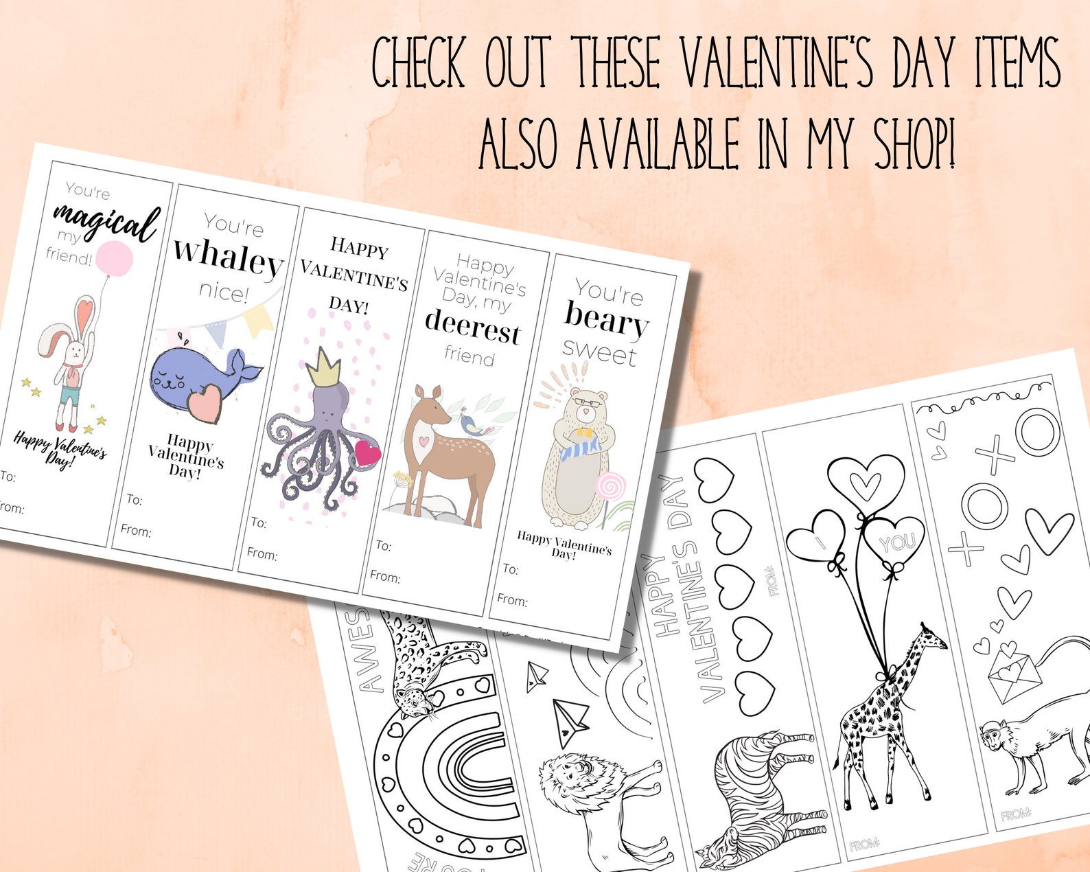 Printable Valentines Day Coloring Bookmarks Set of 5 - Etsy