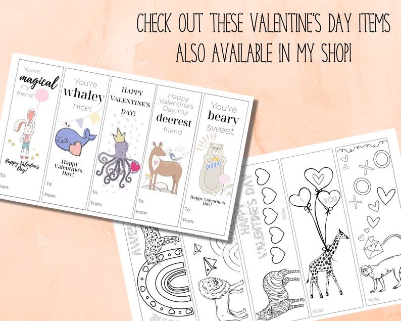 Printable Valentines Day Coloring Bookmarks Set of 5 - Etsy