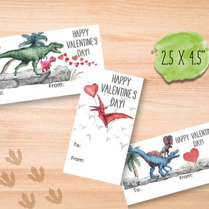 Printable Dinosaur Kid's Valentines Day Cards, Toddler Valentines, Set ...