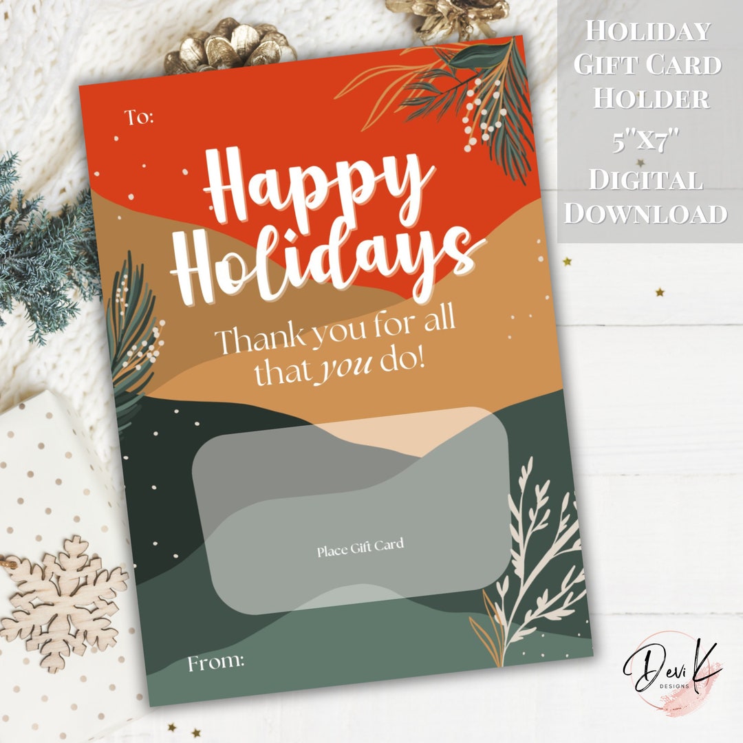 Holiday Gift Card Holder, Appreciation Gift Card Holder for Teachers ...