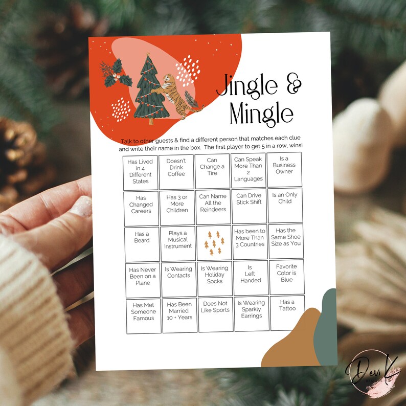 Jingle & Mingle Find the Guest Bingo Game, Printable, Christmas Holiday ...