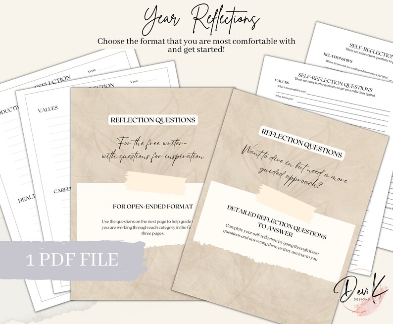 Year in Review Reflection and New Years Resolutions Bundle, Year in ...