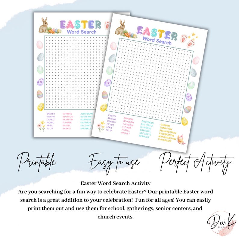 Printable Easter Word Search Puzzle, Easter Activity, Fun Holiday ...