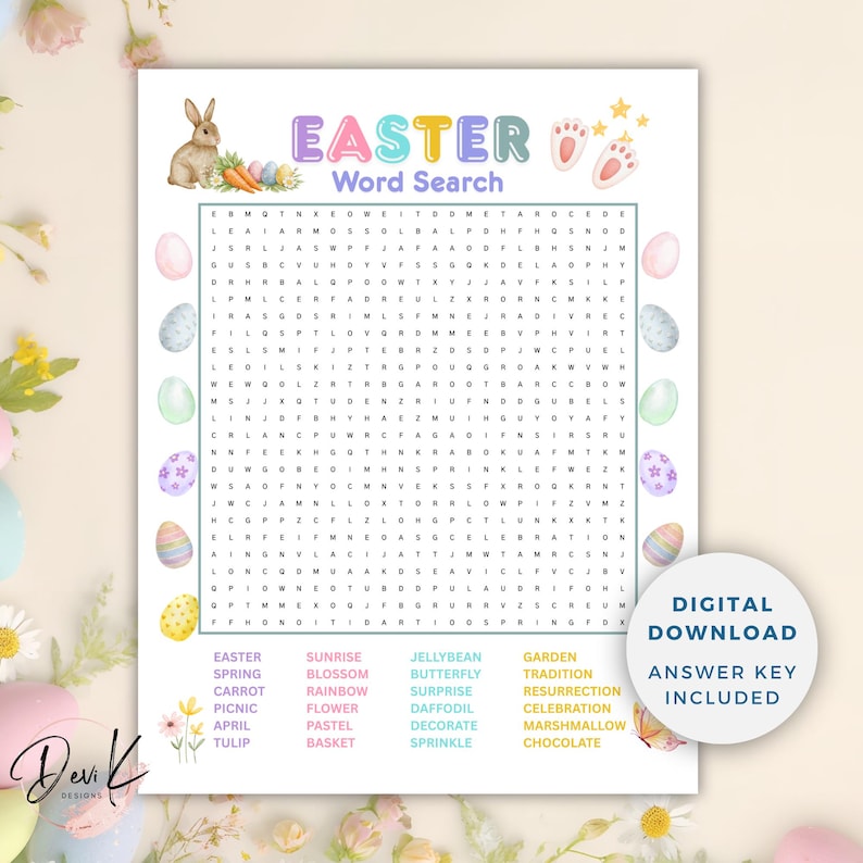 Printable Easter Word Search Puzzle, Easter Activity, Fun Holiday ...