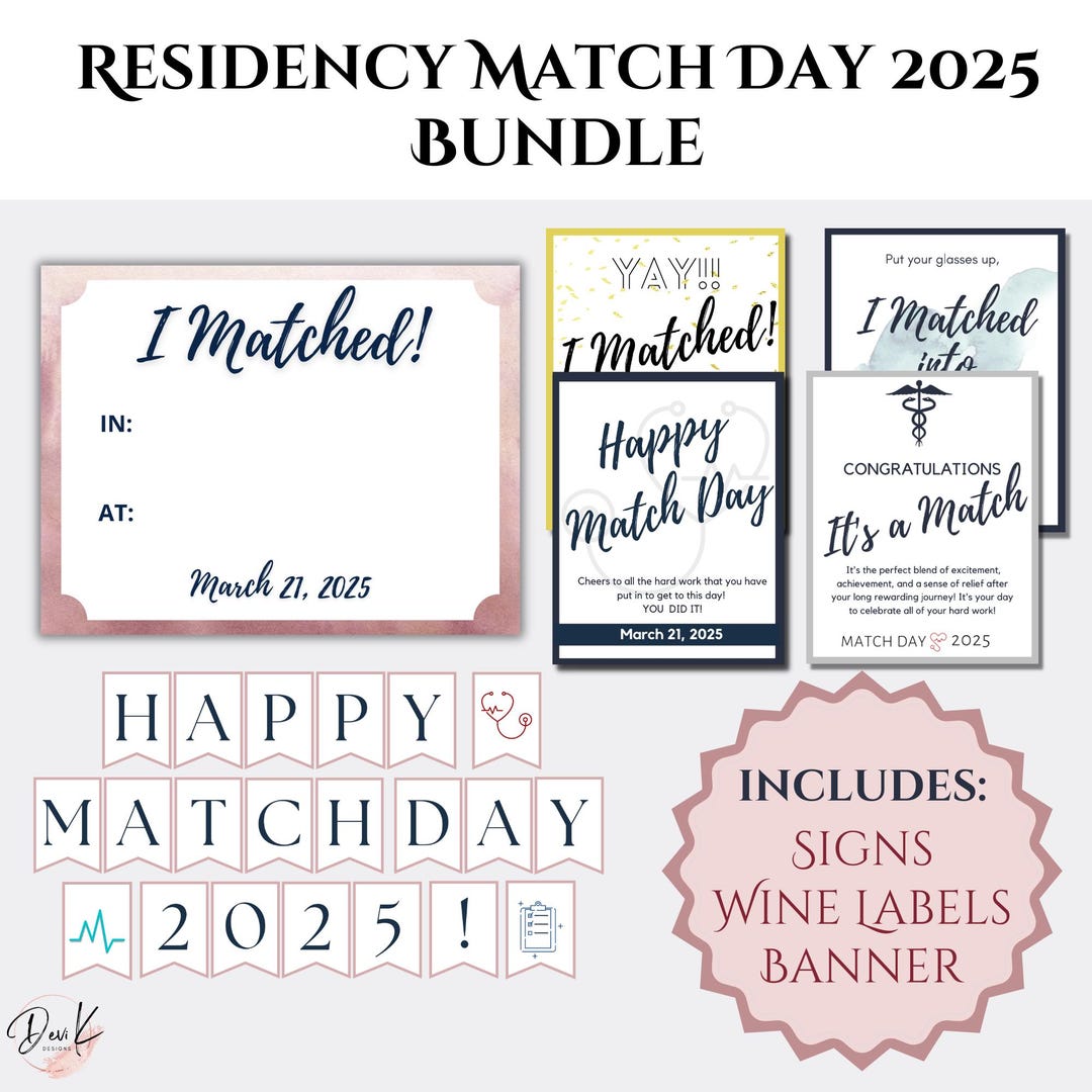 Residency Match Day 2025 Bundle, "i Matched" Editable Printable Signs ...