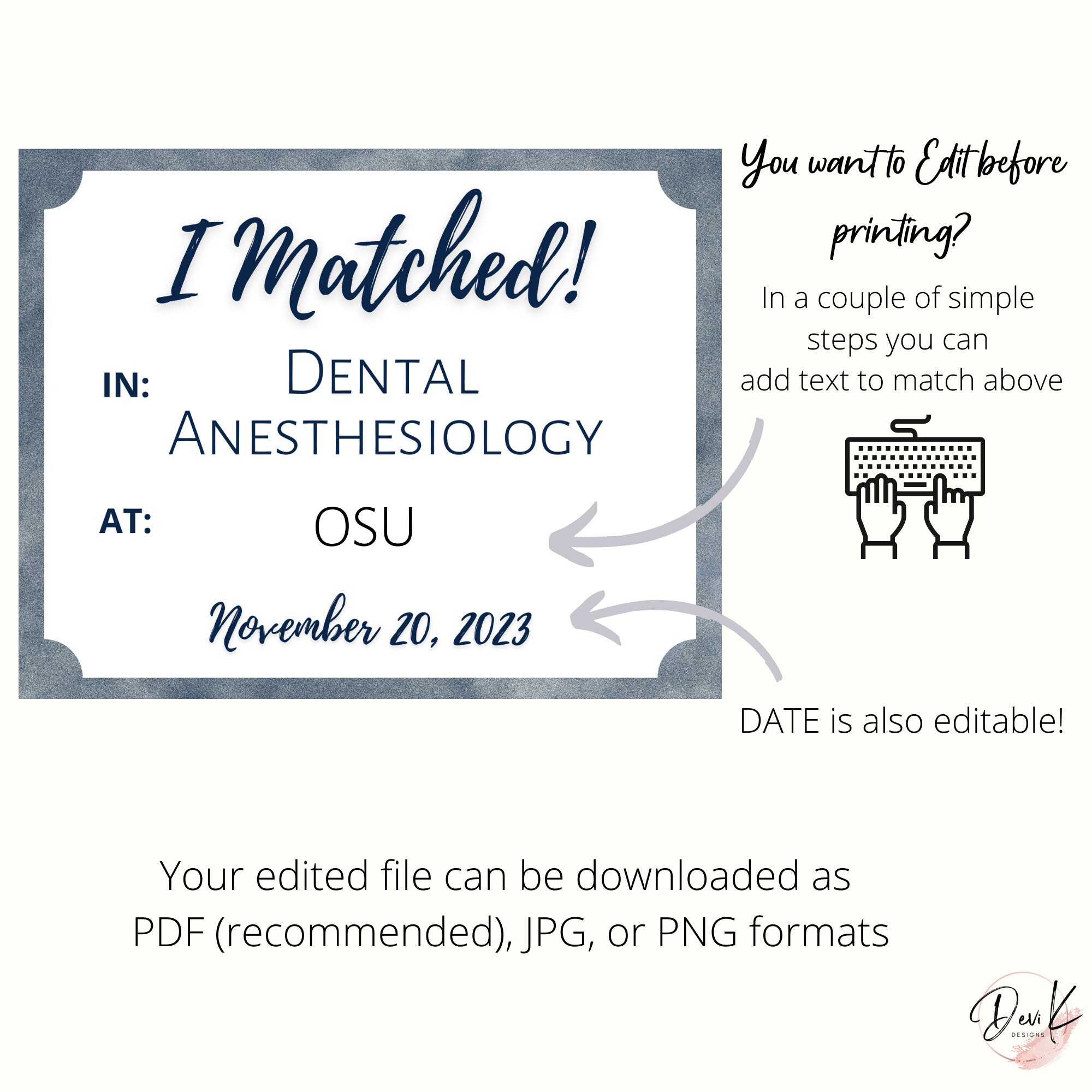 Dental Residency Match Day Printable Signs 2024 i - Etsy