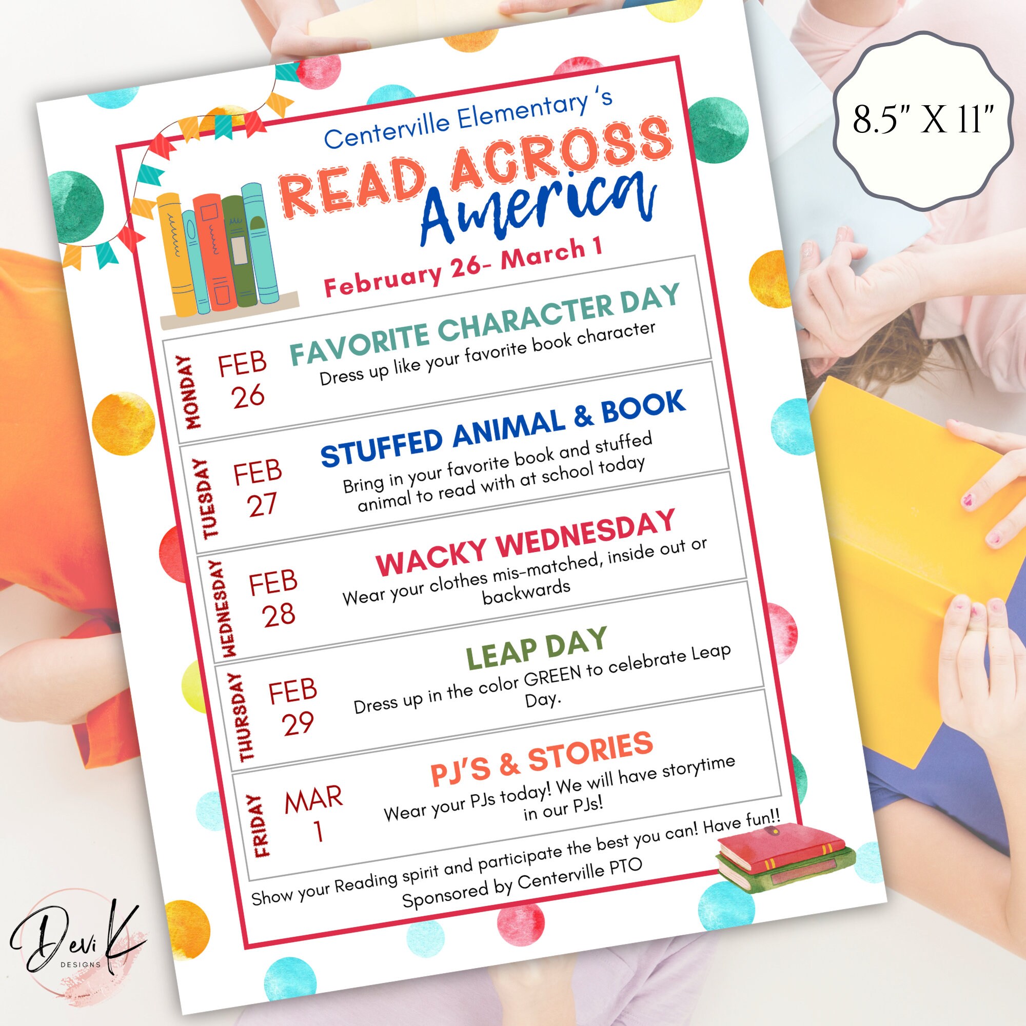 Read Across the US Spirit Week Flyer Template, Editable, Reading Themed ...