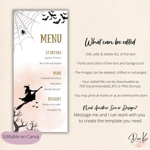 Editable Halloween Menu Template, Printable Menu, Food Drink Menu Card ...