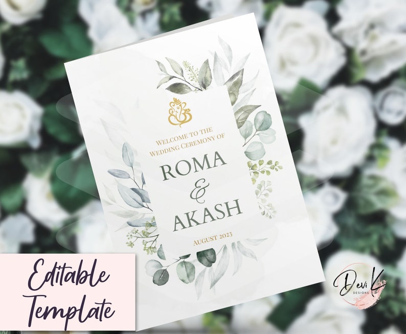 Editable Hindu Wedding Ceremony Program Guide Template Indian - Etsy UK
