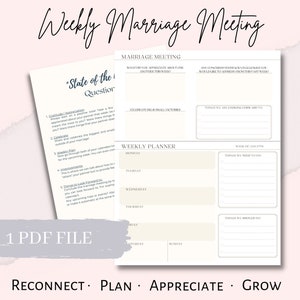 Weekly Marriage Meeting | Relationship Worksheet | Printable | Couples ...