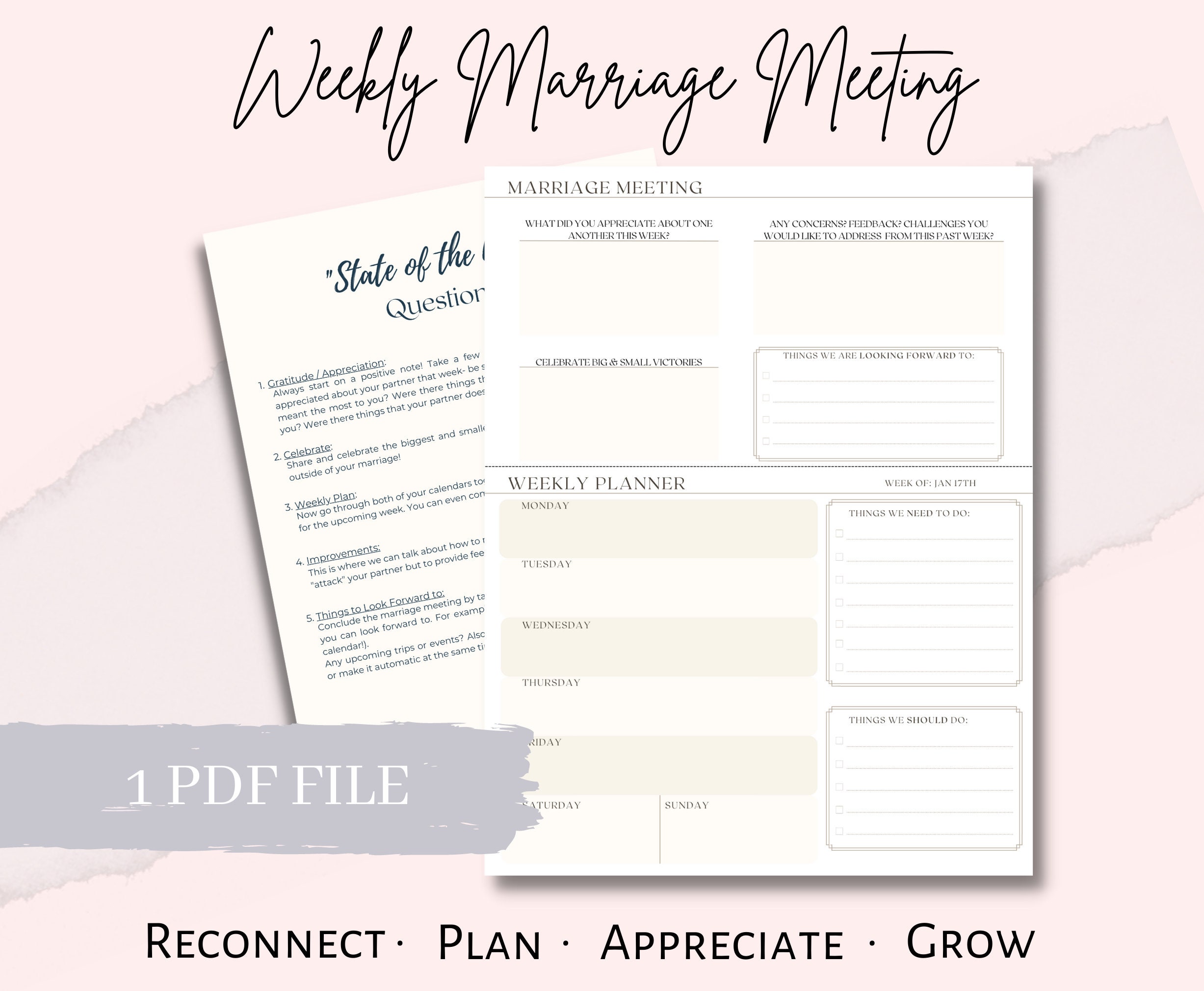Weekly Marriage Meeting | Relationship Worksheet | Printable | Couples ...