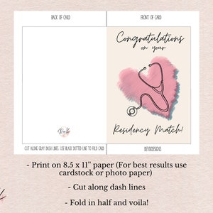 Congratulations on Your Residency Match Card, Residency Match Day 2024 ...