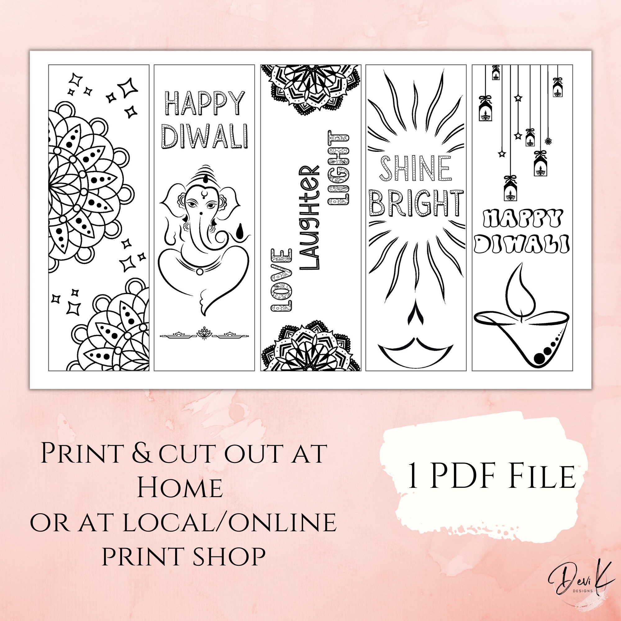Printable Diwali Kids Bookmarks Children Activities - Etsy