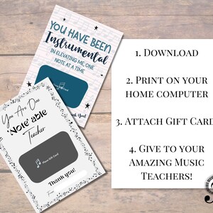 Music Teacher Appreciation Gift Card Holder, Note-able Teacher, Digital ...