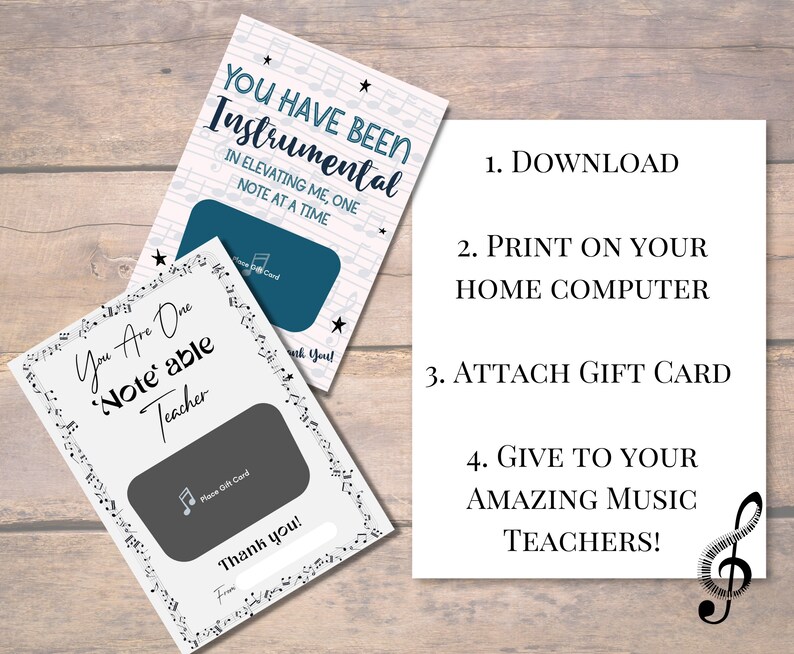 Music Teacher Appreciation Gift Card Holder Note-able - Etsy