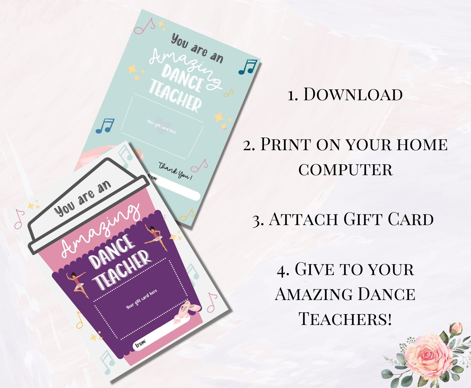 Dance Teacher Appreciation Gift Card Holder Digital Download | Etsy