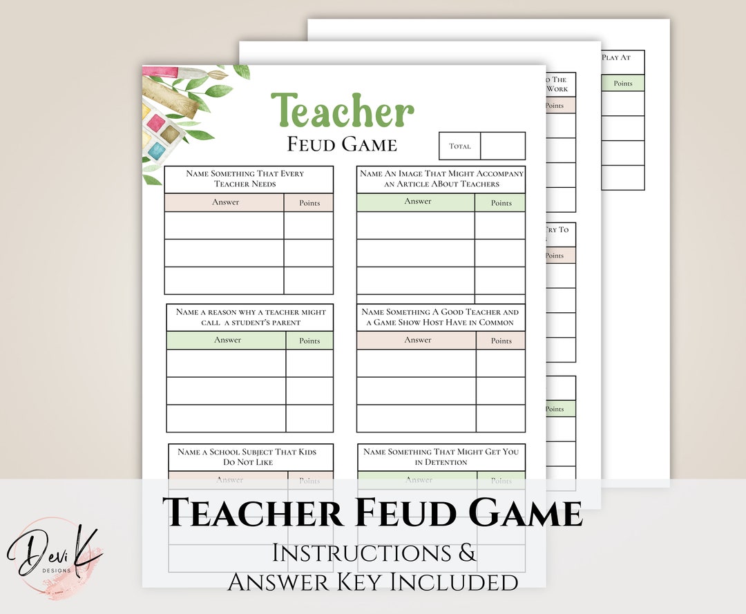 Teacher Feud Game, Teacher Trivia Game, Teacher Appreciation Game ...