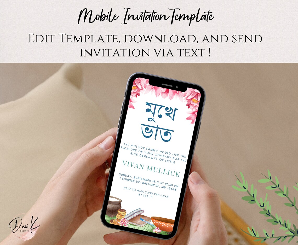 First Rice Ceremony Annaprashan Invitation Template - Etsy