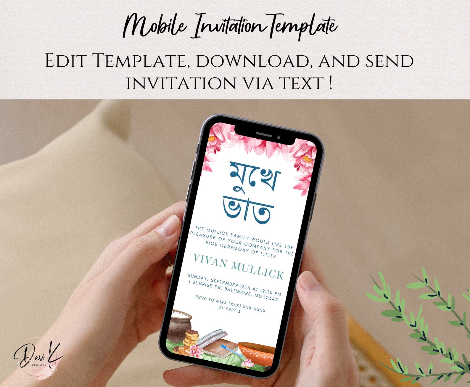 First Rice Ceremony Annaprashan Invitation Template - Etsy