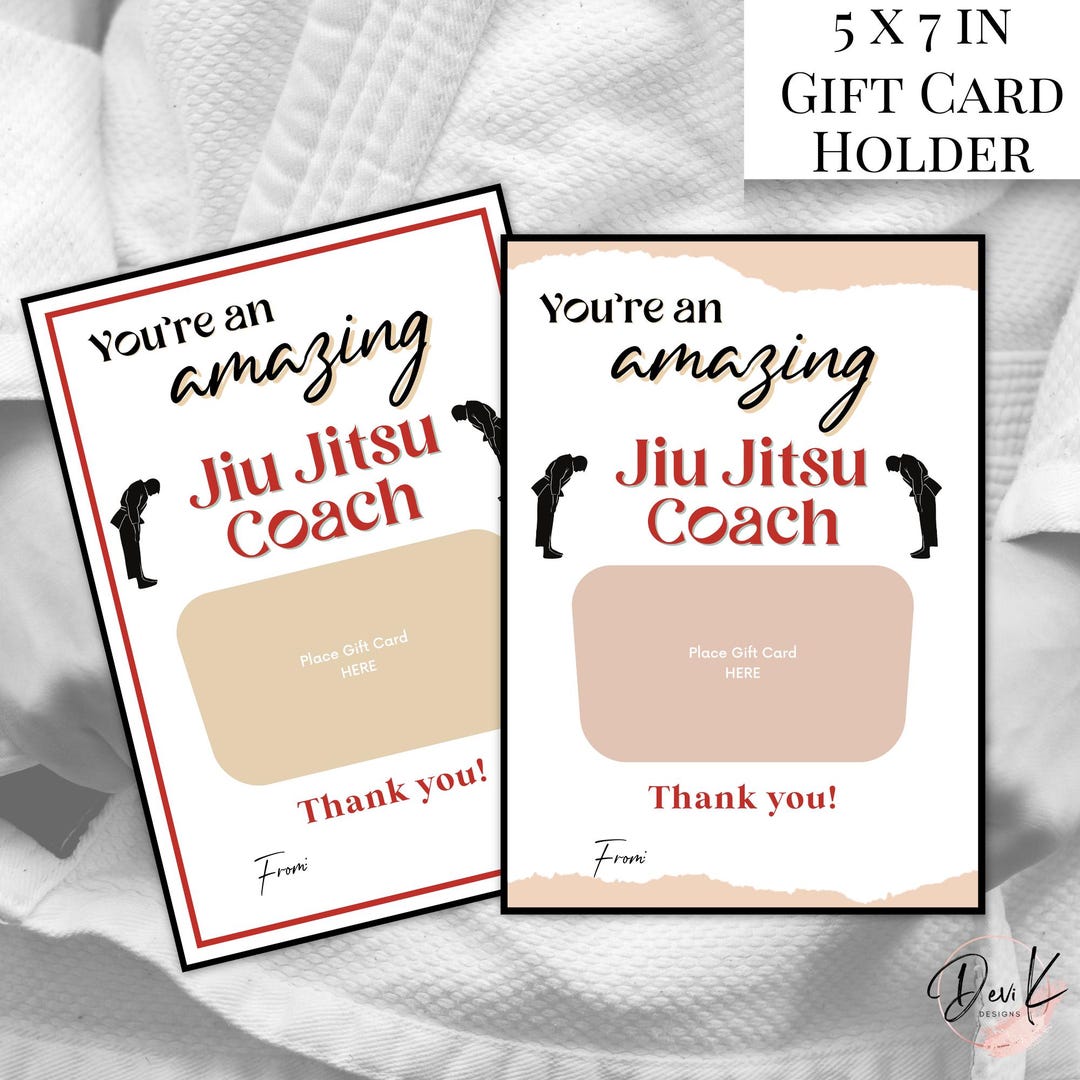 Jiu Jitsu Coach Gift Card Holder Printable, Brazilian Jiu Jitsu, Sensei ...