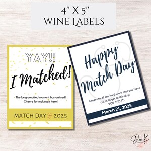 Residency Match Day 2025 Bundle, "i Matched" Editable Printable Signs, Match Day Wine Labels ...