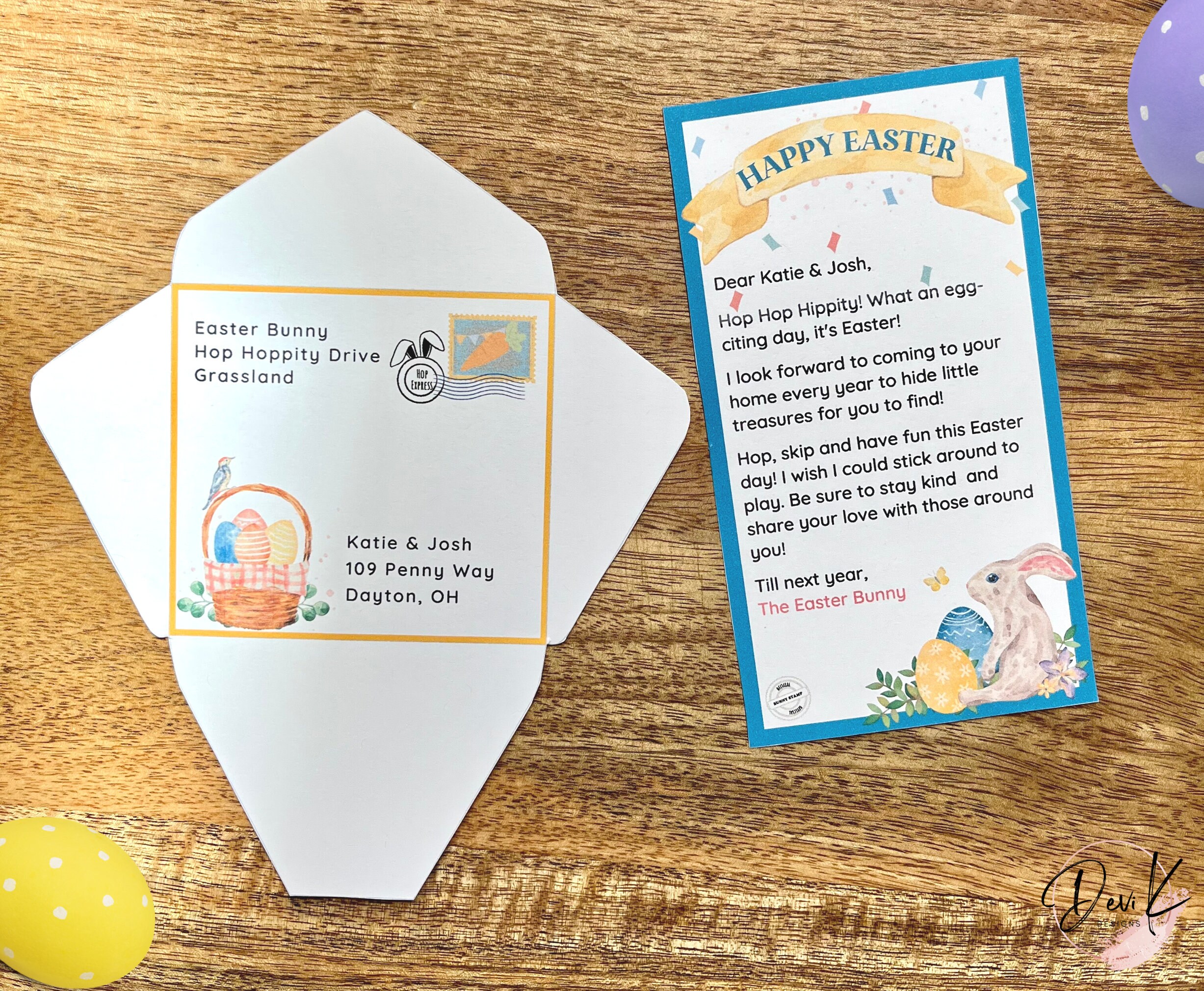 EDITABLE Miniature Easter Bunny Letter & Envelope Printable - Etsy