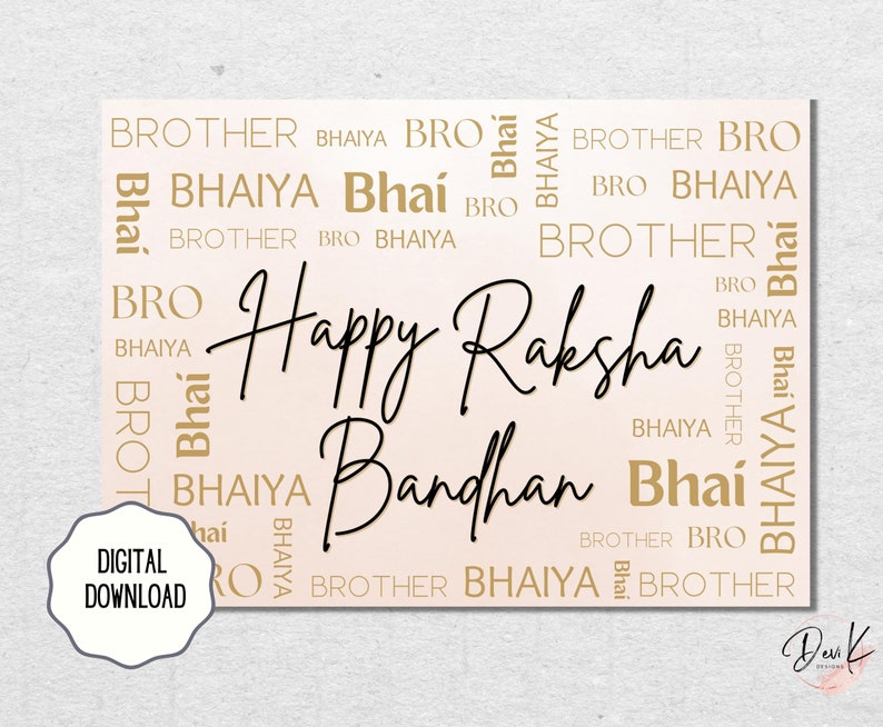 Raksha Bandhan Card Bhaiya Brother Bro Bhai Rakhi Card - Etsy