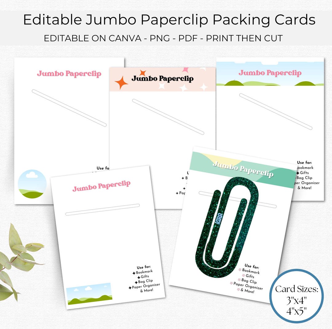 Editable Jumbo Paperclip Display Card, Printable Business Packaging ...