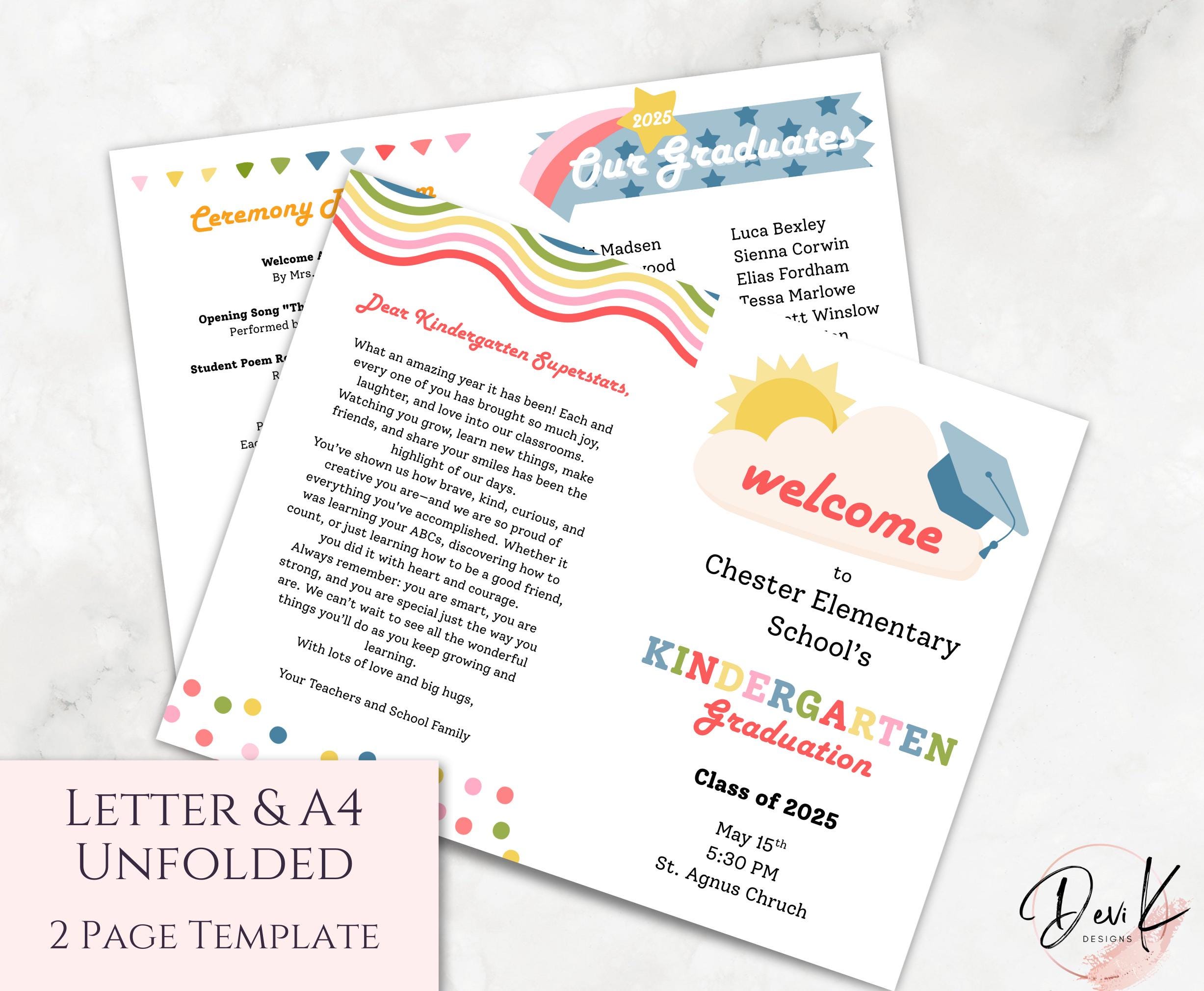 Editable Graduation Program Template, Kindergarten Pre K Graduation ...