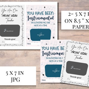 Music Teacher Appreciation Gift Card Holder, Note-able Teacher, Digital ...