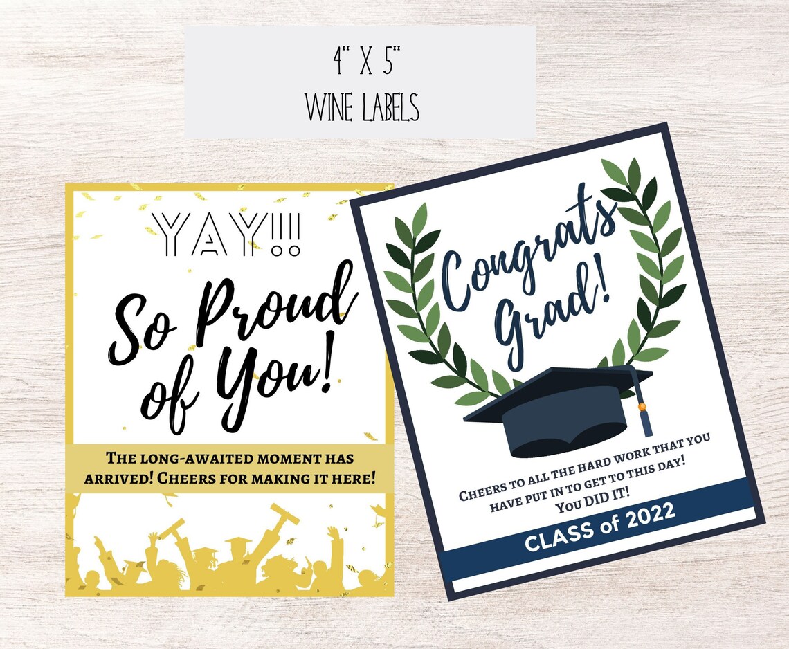 Graduation Wine Bottle Label 2022 Printable Wine Labels - Etsy