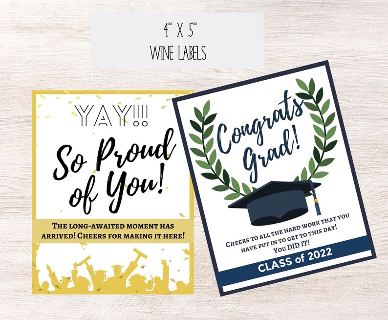 Graduation Wine Bottle Label 2022 Printable Champagne Labels - Etsy