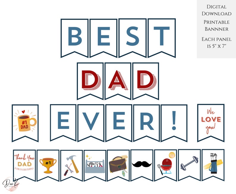 Best Dad Ever Printable Banner Best Dad Printable Fathers - Etsy