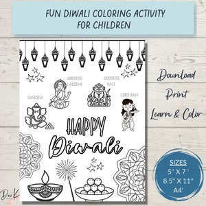 Diwali Coloring Page for Kids, Diwali for Children, Diwali Activity ...