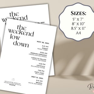 EDITABLE Minimal Weekend Itinerary Template, Bachelorette Weekend ...