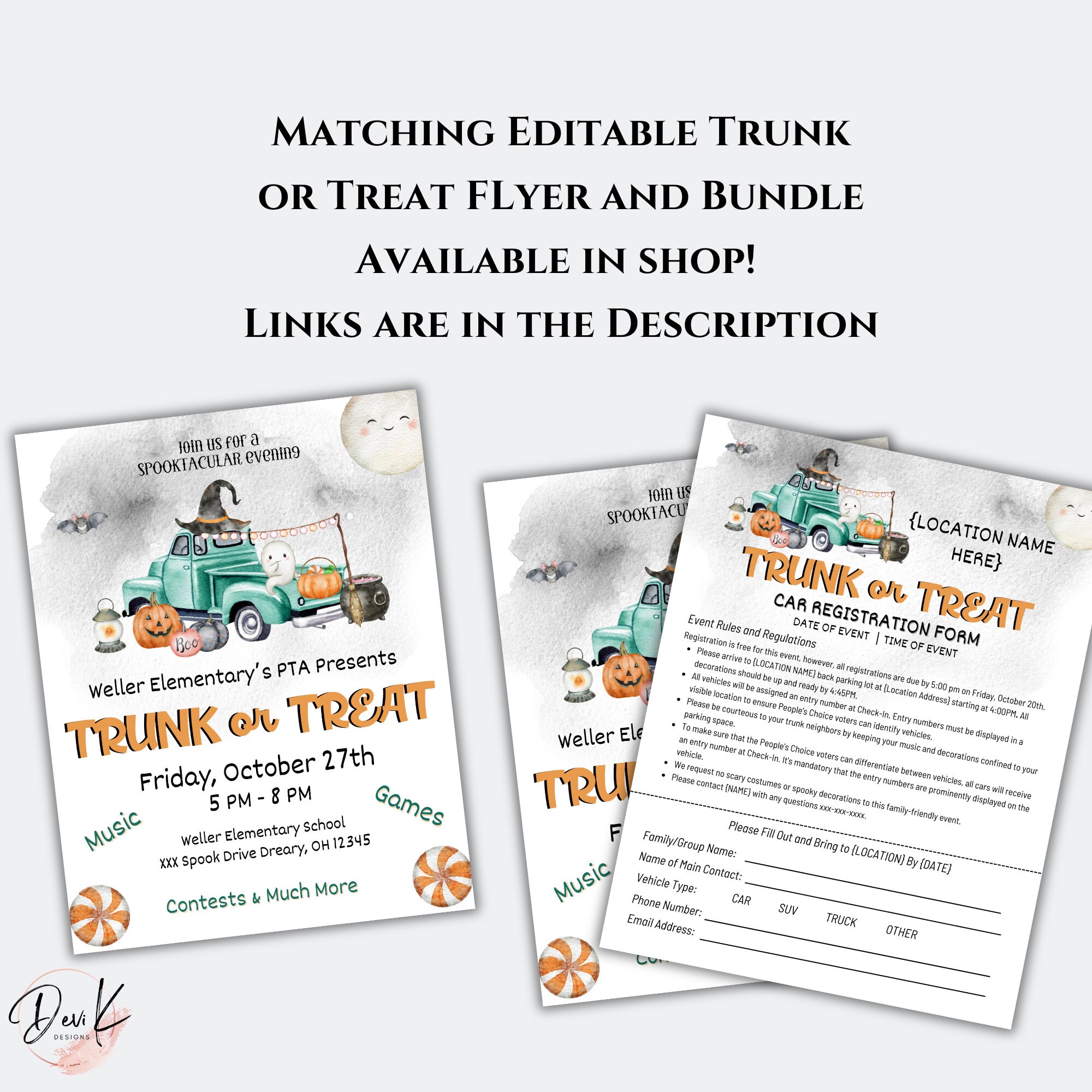 Editable Trunk or Treat Car Registration Form Template, Printable Flyer ...