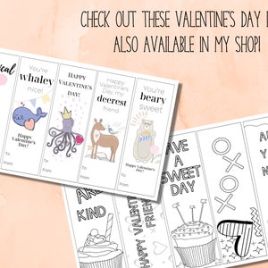 Printable Animal Valentines Day Coloring Bookmarks, Set of 5 ...