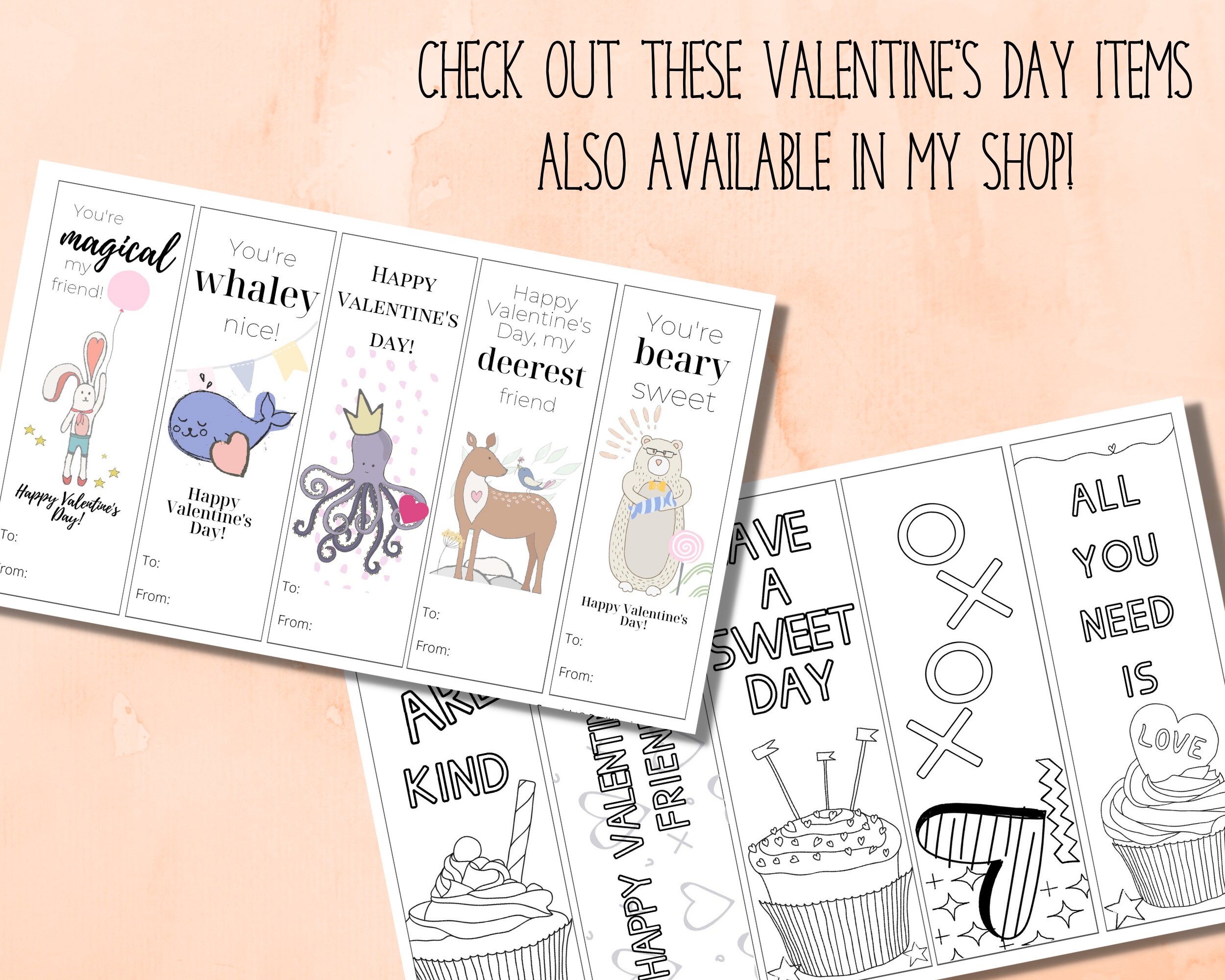 Printable Animal Valentines Day Coloring Bookmarks, Set of 5 ...