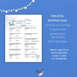 Hanukkah Trivia Game Printable, Chanukah Trivia, Jewish Holiday, Group ...