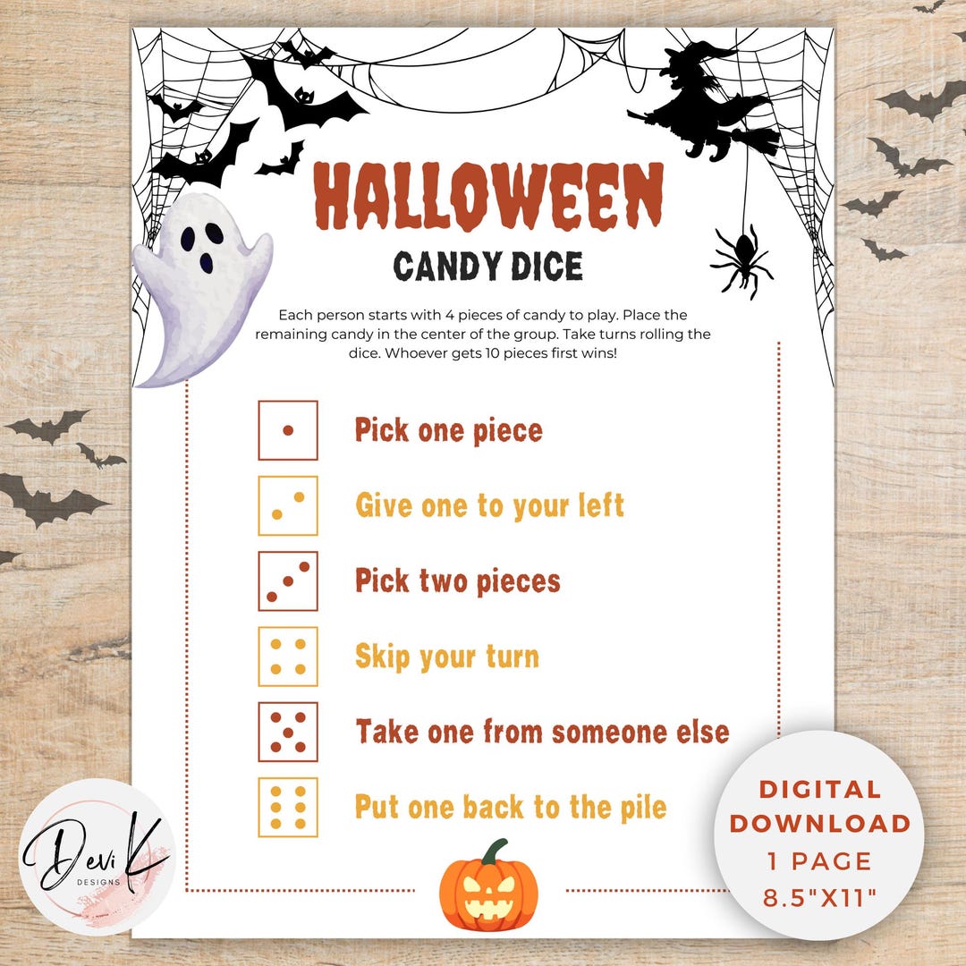 Halloween Dice Game, Halloween Classroom Party Game, Roll Dice Game ...