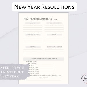 2024 New Years Resolutions Printable, Yearly Goals Planner, Self-growth ...