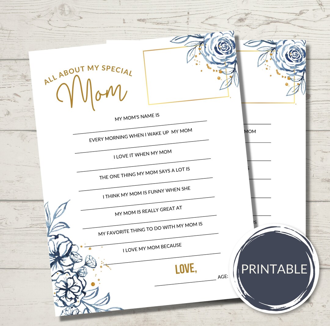 All About Mom Questionnaire Printable, Mother's Day Gift, Birthday Gift ...
