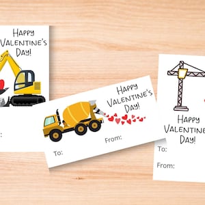 Printable Construction Kids Valentines Day Cards, Construction ...