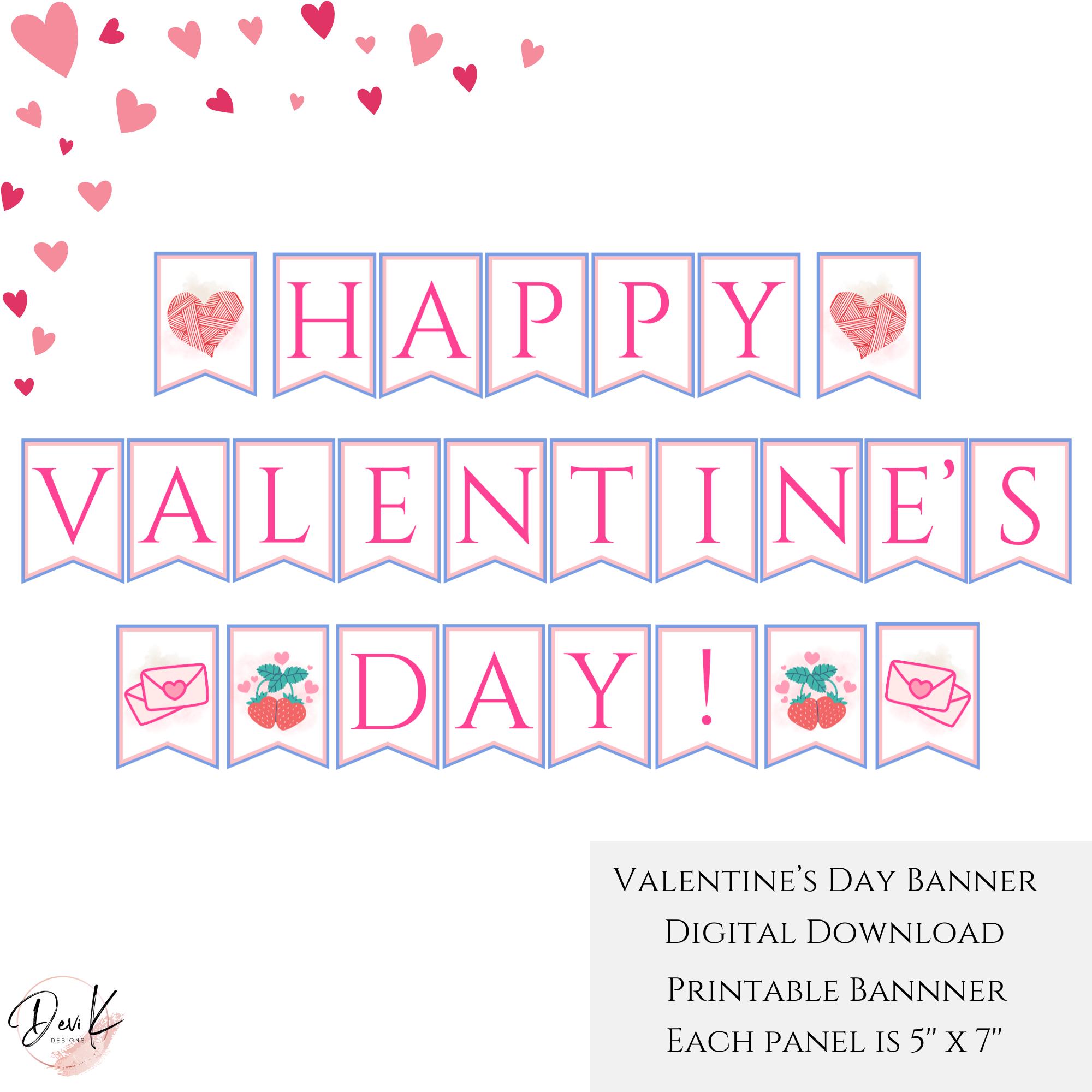 Happy Valentine's Day Printable Banner, Vday Banner, Printable ...