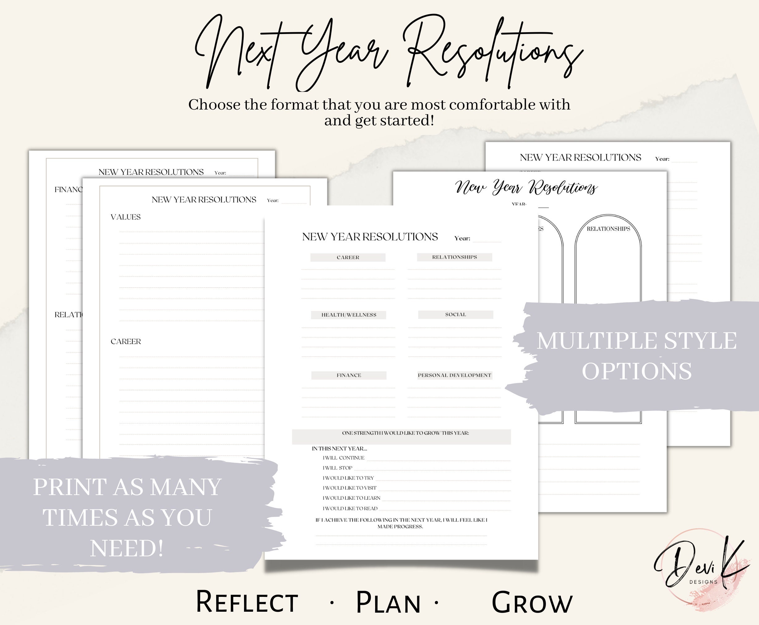 Year in Review Reflection and New Years Resolutions Bundle - Etsy