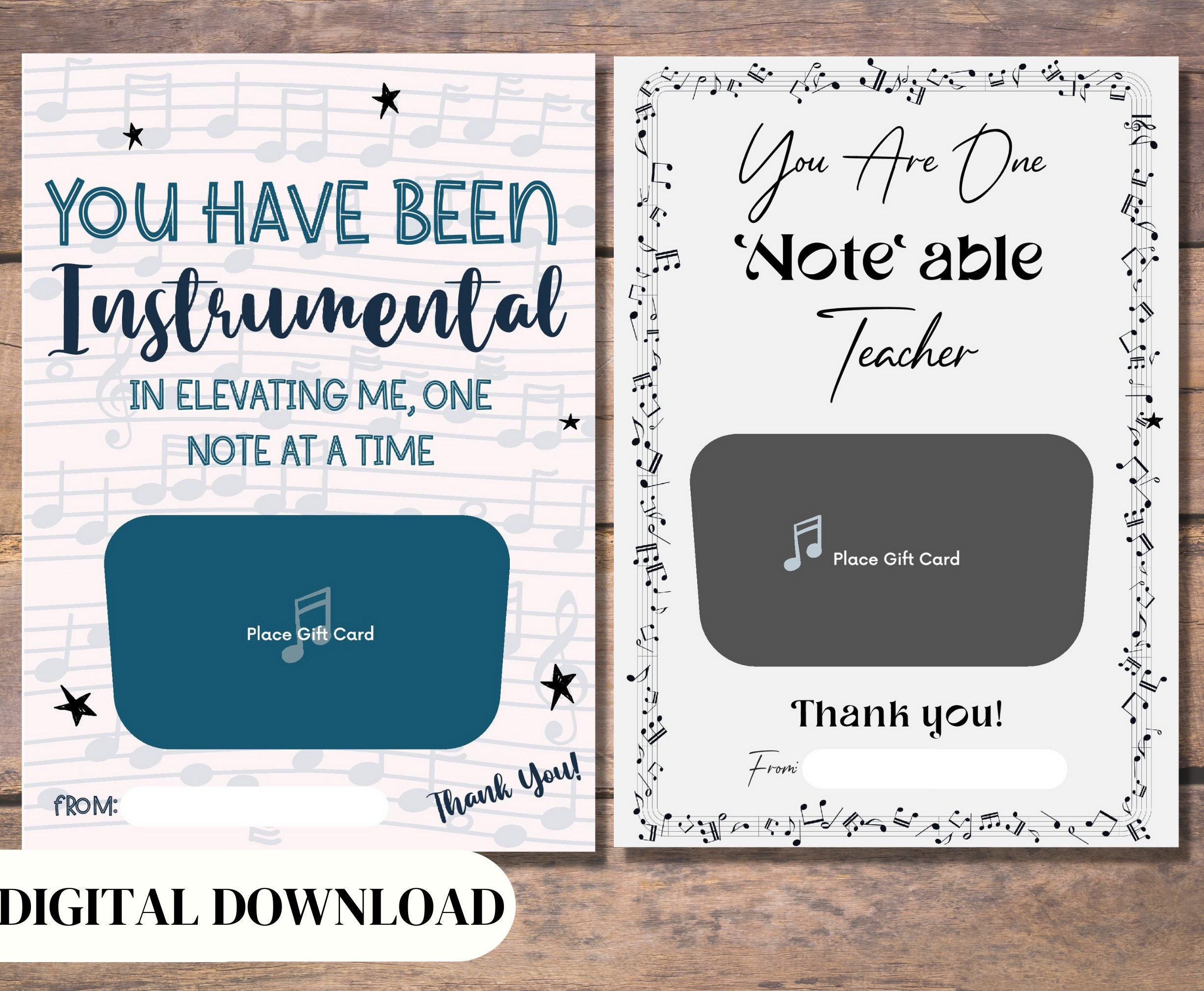 Music Teacher Appreciation Gift Card Holder Note-able - Etsy