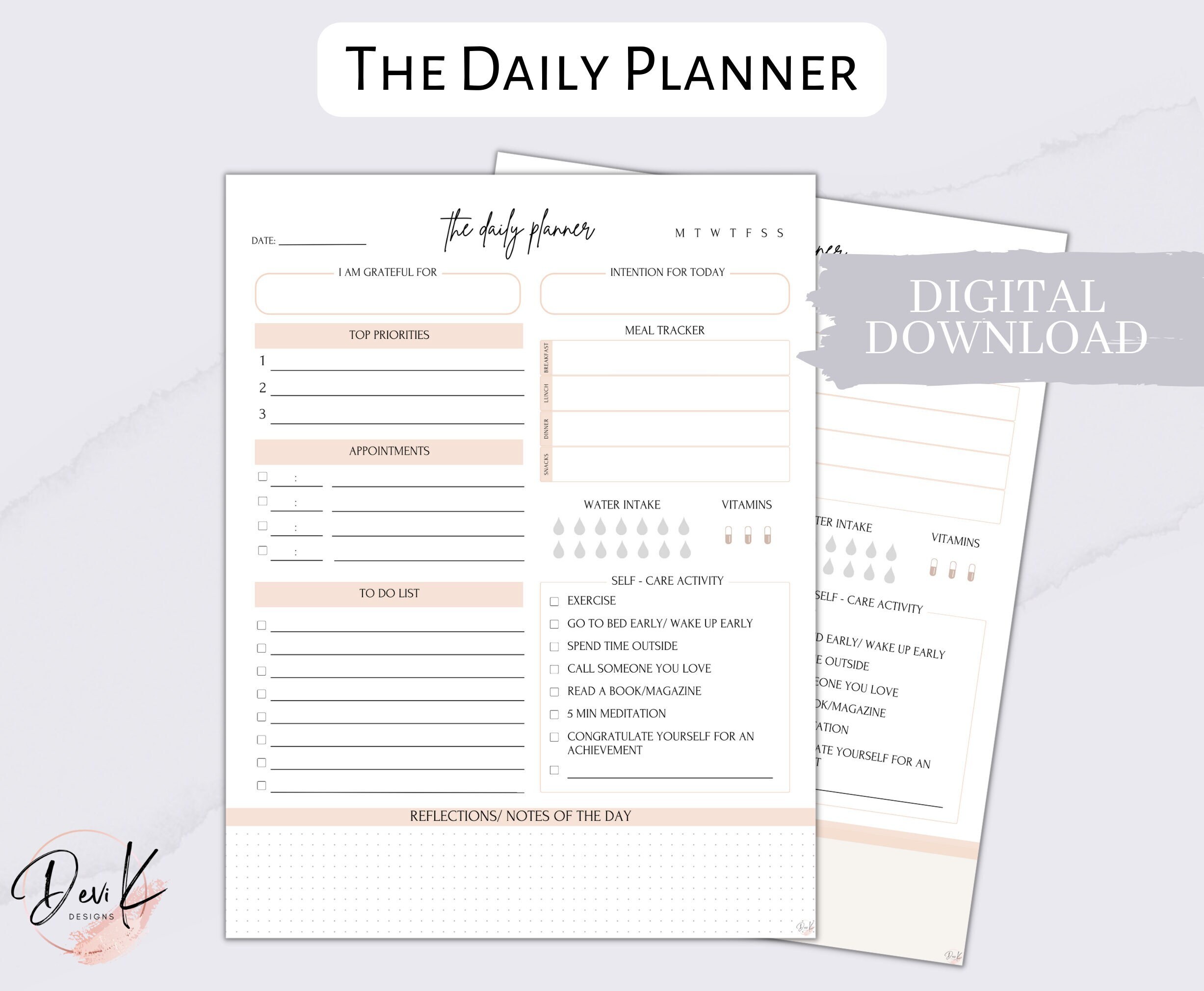 Daily Planner Printable, To-do List, Everyday Organizer, Daily Template ...